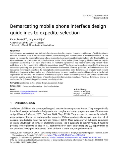 PDF Demarcating Mobile Phone Interface Design Guidelines To Expedite Selection