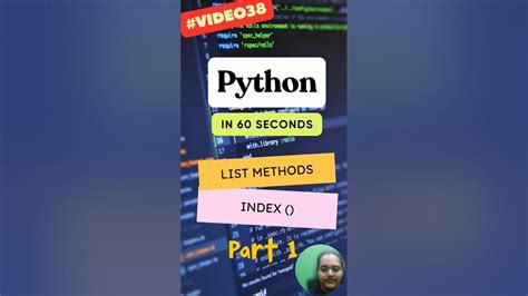 Index Method List Methods In Python Part 1 Shorts Youtube