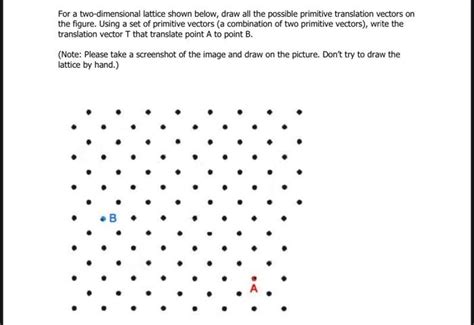 Solved For A Two Dimensional Lattice Shown Below Draw All