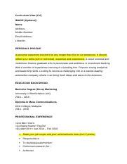 Curriculum Vitae CV Template A Docx Curriculum Vitae CV IMAGE Optional Name Address Mobile