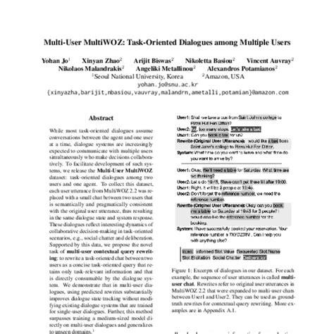Multi User Multiwoz Task Oriented Dialogues Among Multiple Users Acl Anthology