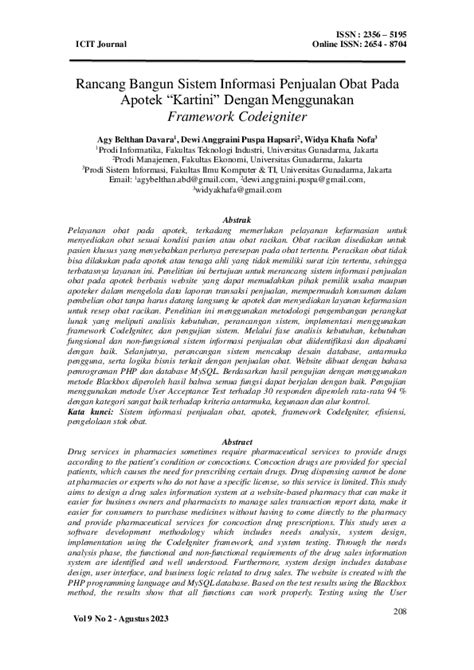 Pdf Rancang Bangun Sistem Informasi Penjualan Obat Pada Apotek “kartini” Dengan Menggunakan
