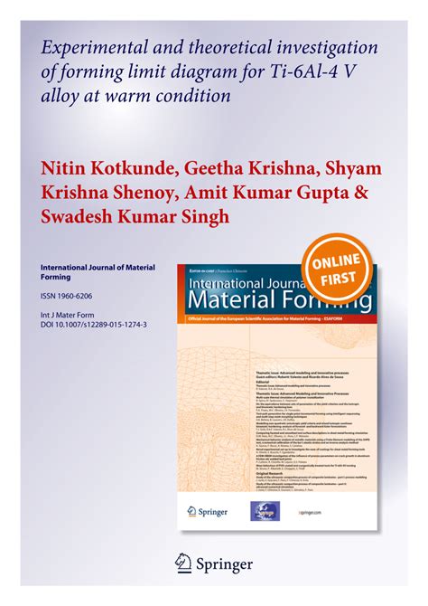 Pdf Experimental And Theoretical Investigation Of Forming Limit Diagram For Ti 6al 4 V Alloy