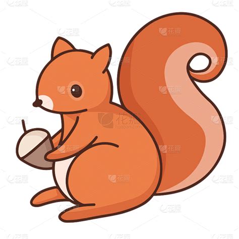 手绘 简笔画动物元素贴纸 松鼠