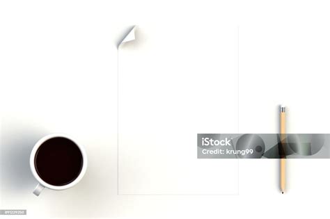 커피 컵 흰색 바탕에 빈 종이로 상위 텍스트 Copyspace 보기 3d 렌더링 0명에 대한 스톡 사진 및 기타 이미지 0명 갈색 검은색 Istock