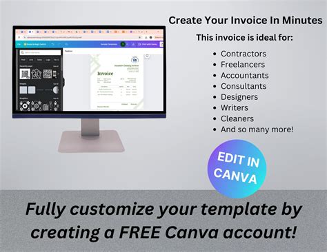 Invoice Template With QR Code And Logo Completely Customizable Etsy
