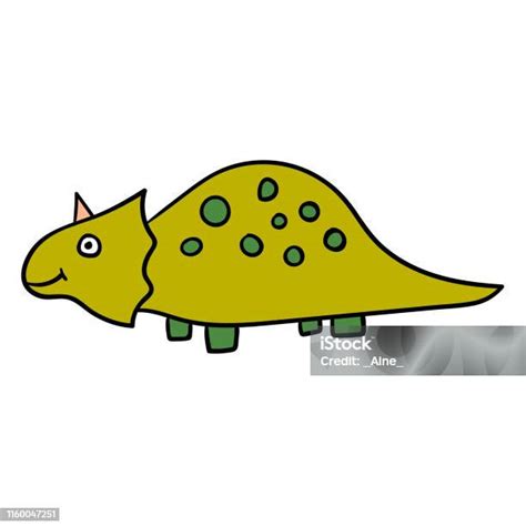 만화 낙서 선형 공룡 흰색 배경에 고립 된 트리케라톱스 벡터 그림입니다 검은색에 대한 스톡 벡터 아트 및 기타 이미지 검은색 공룡 귀여운 Istock