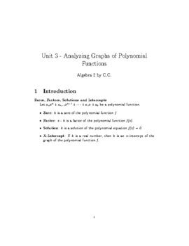 Algebra Unit Analyzing Graphs Of Polynomials Guided Notes TPT