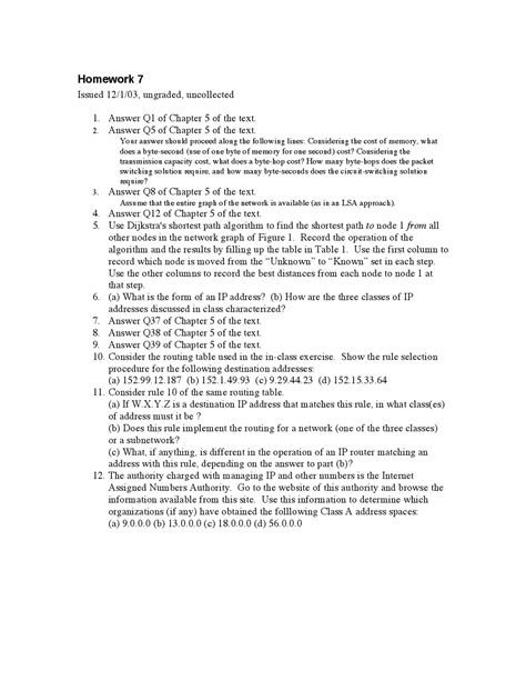 Data And Computer Communications Networks Homework 7 Csc 401 Docsity