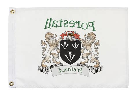 Forestall Irish Coat Of Arms Small White Flag 16x105 Inches