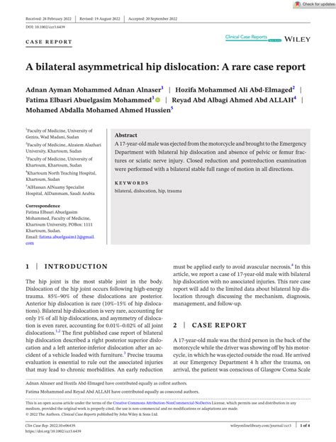 Pdf A Bilateral Asymmetrical Hip Dislocation A Rare Case Report