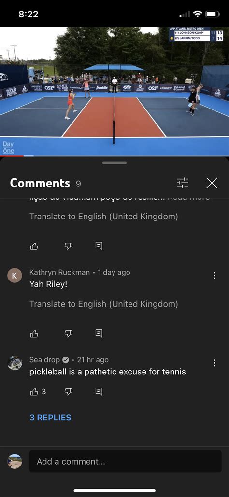 found u sealdrop commenting on a random pickle ball video r tennis