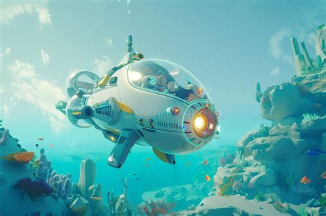 Futuristic Submarine Drone Equipped Artificial Intelligence Underwater Exploration Research