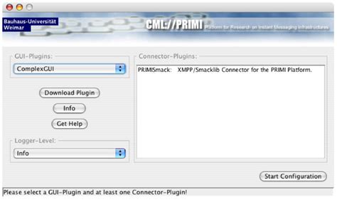 The Configuration Frame Shows Two Available Plugins A GUI Plugin Named Download Scientific