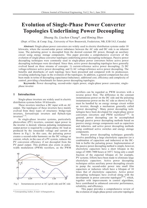 Pdf Evolution Of Single Phase Power Converter Topologies Underlining Power Decoupling