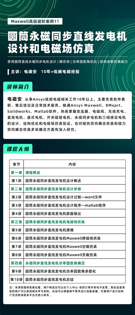 Maxwell高级进阶案例11—圆筒永磁同步直线发电机设计和电磁场仿真electronics Desktop 仿真秀视频课程