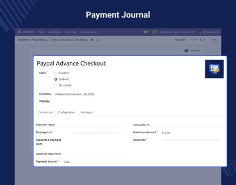 Odoo Website Paypal Advance Checkout Payment Acquirer Webkul