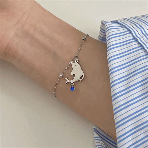 익일발송12color 돌고래 탄생석 써지컬 팔찌and발찌 심플 미니 작은 알러지없는 데일리 기본템 생일선물추천 에이블리