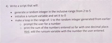 Solved 4 Write A Script That Will Generate A Random