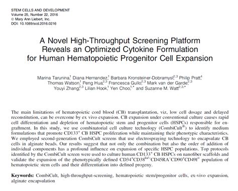 A Novel High Throughput Screening Platform Reveals An Optimized Cytokine Formulation For Human