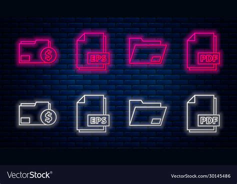 Set Line Eps File Document Document Folder Vector Image