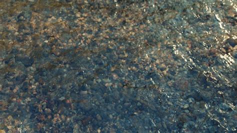 Crystal Clear Natural Water Flowing Over A Riverbed Of Pebbles Free