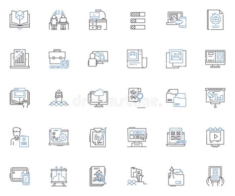 Lecture Line Icons Collection Classroom Education Presenter Seminar