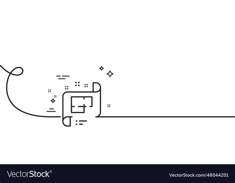 Architectural Plan Line Icon Technical Project Vector Image