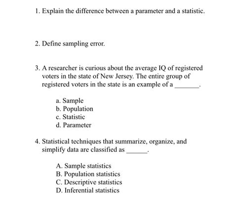 Solved 1 Explain The Difference Between A Parameter And A