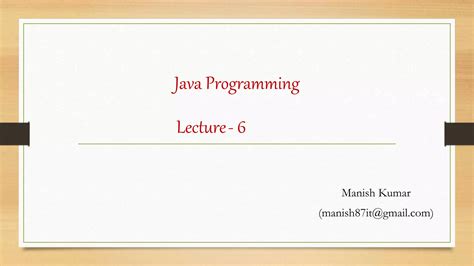 Lecture 6 Inheritance Ppt