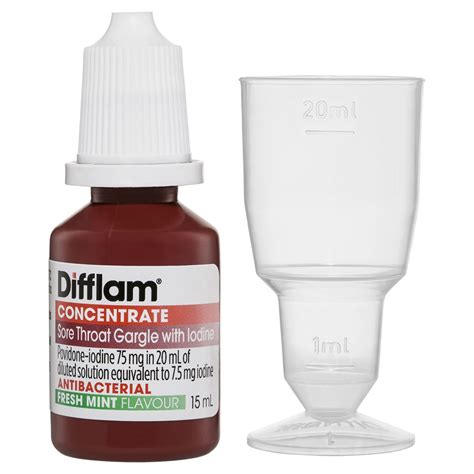 Difflam Sore Throat Gargle With Iodine Concentrate Fresh Mint 15ml