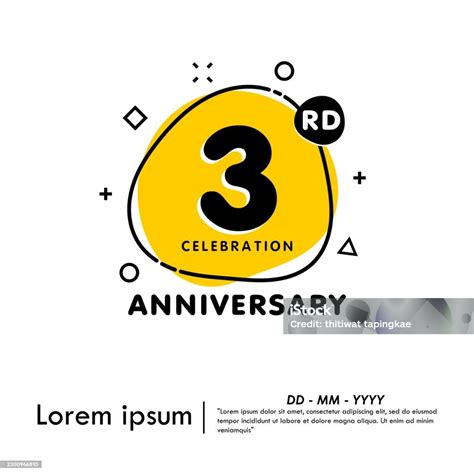 3주년 기념 엠블럼 기념일 로고 배지는 액체 유기 모양 또는 불규칙한 둥근 얼룩 형태로 격리되어 흰색 배경에 낙서 서클 라인이 있습니다 벡터 일러스트 레이션 템플릿 디자인