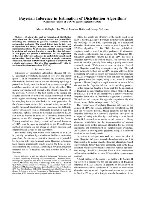 Pdf Bayesian Inference In Estimation Of Distribution Algorithms