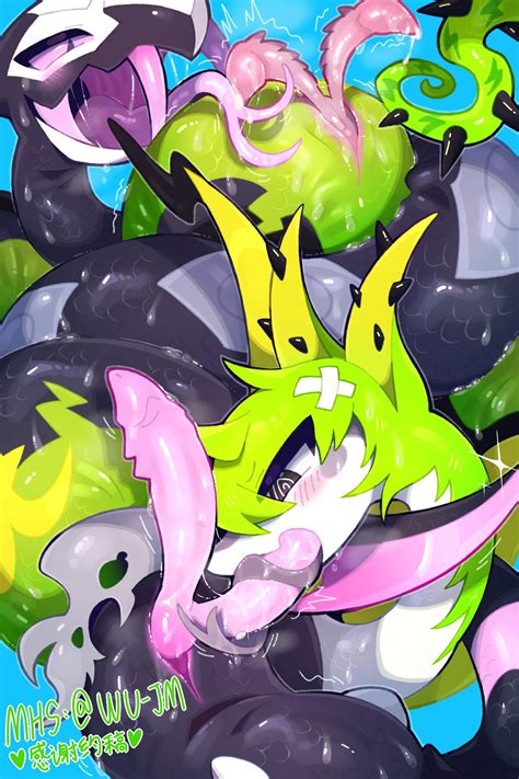 Rule 34 2others Alternate Color Anthro Black Tongue Blush Cloaca Diphallia Diphallism