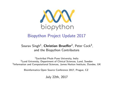 Pdf Biopython Project Update 2017