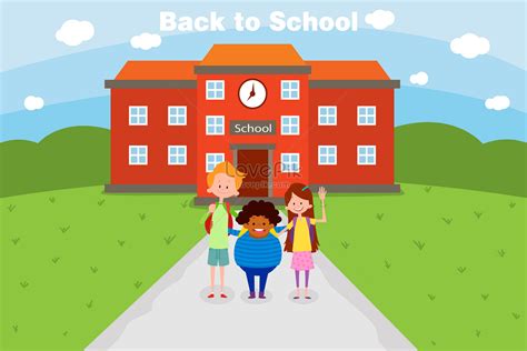 학교 배경 일러스트 무료 다운로드 Lovepik