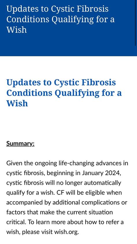 Cystic Fibrosis Is Now No Longer Automatically Considered A Make A Wish