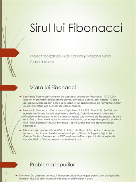 Prezentare Sirul Lui Fibonacci