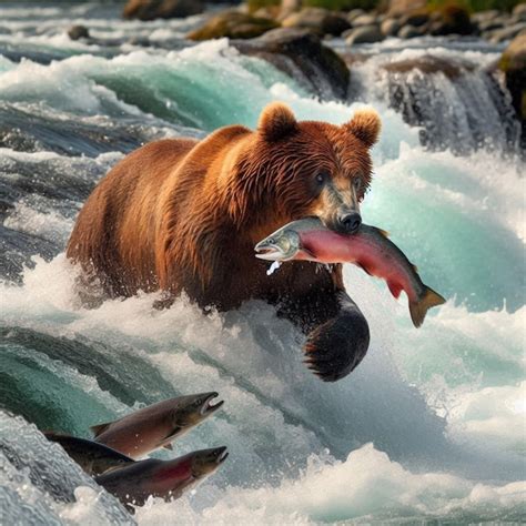 Bear Catching Salmon Images Free Download On Freepik