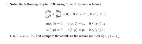 Solved 3 Solve The Following Elliptic Pde Using Finite