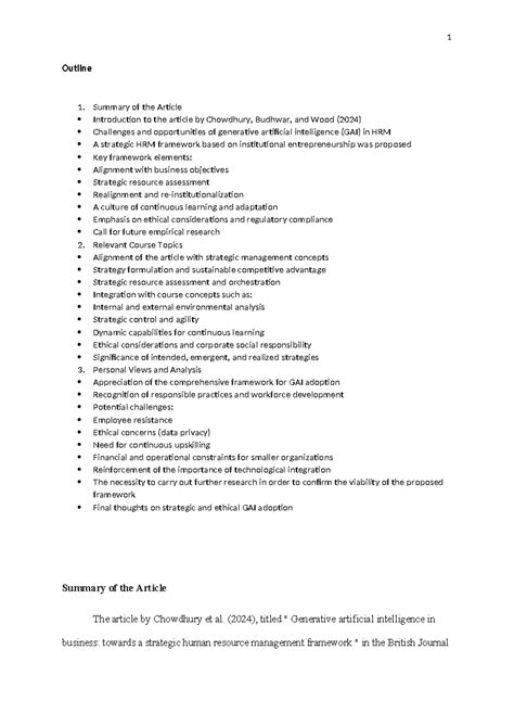 Strategic Hrm Framework For Gai Challenges And Opportunities Bus 101