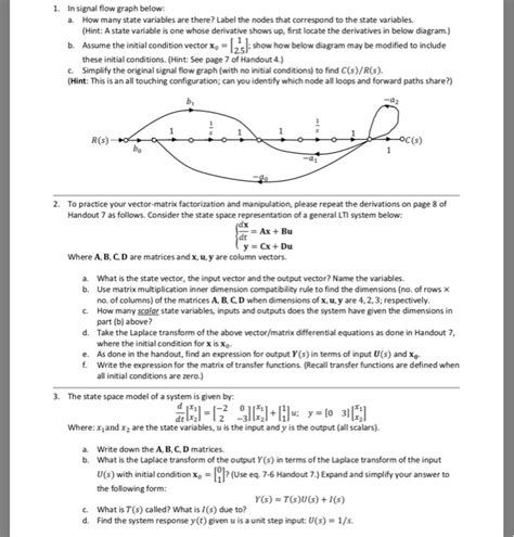 Solved 1 In Signal Flow Graph Below A How Many State