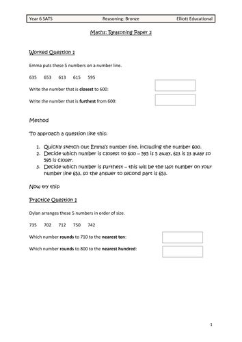 Year 6 Sats Reasoning Paper 2 Revision Bronze Emerging Level 2016 Teaching Resources