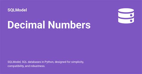Decimal Numbers Sqlmodel