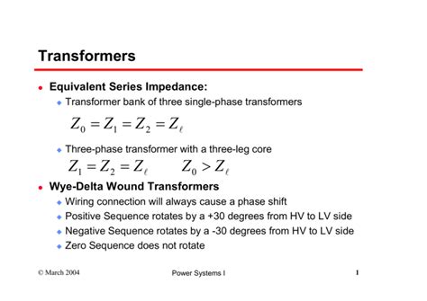 Transformers And Generators Impedance And Winding Connections