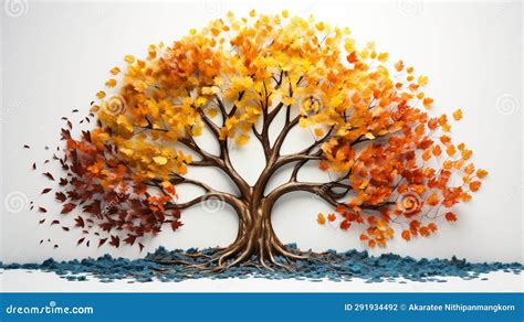 Season Change On Tree Represent Change Time Through Year Stock Illustration Illustration Of