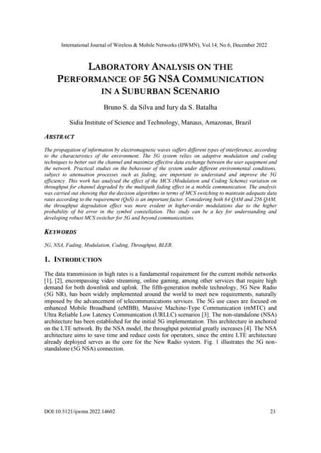 Laboratory Analysis On The Performance Of 5g Nsa Communication In A