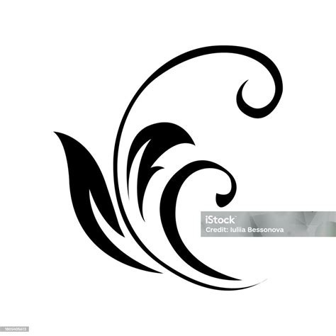추상 패턴 장식 요소 흰색 배경에 검은 선으로 양식화 된 나뭇잎 꽃 및 컬이 있는 클립 아트입니다 화려한 빈티지 0명에 대한