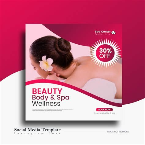 뷰티 And 스파 소셜 미디어 포스터 프리미엄 벡터