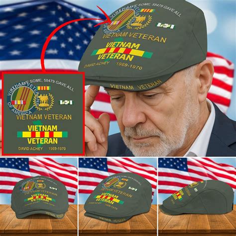 Personalized Vietnam Veteran Flat Cap With Name And Year Proud Veteran